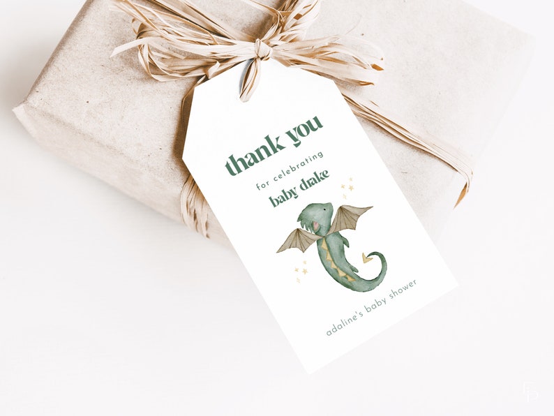 Mythical Dragon Baby Shower Favor Tag Template KAIDA - Etsy