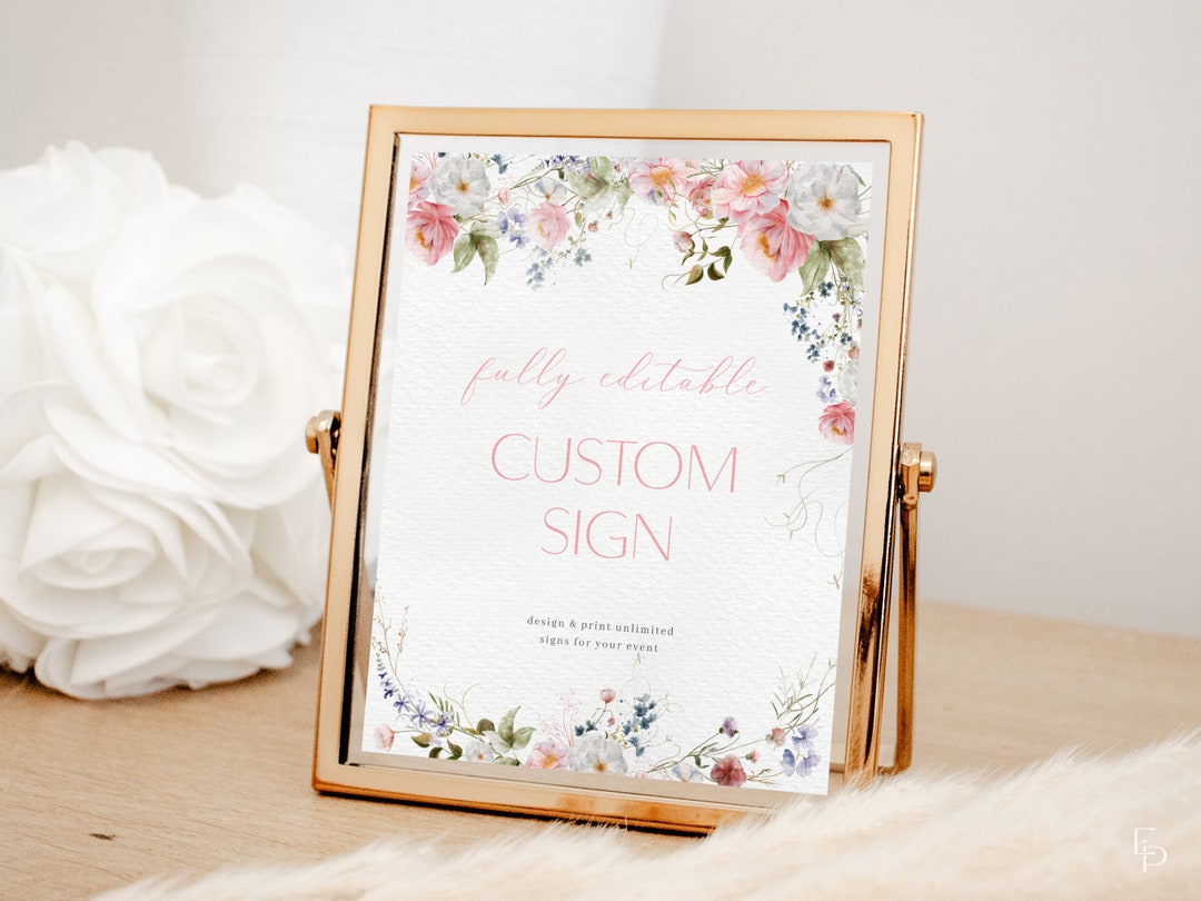Delicate Floral Bridal Shower Custom Sign Template in 5x7 and 8x10 for ...