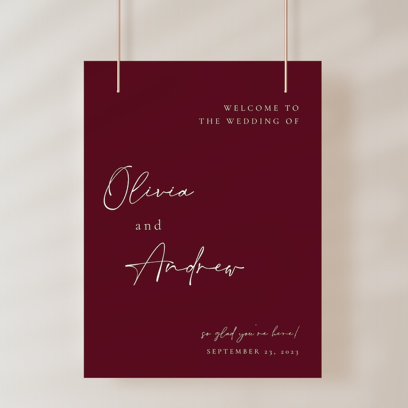 Burgundy Wedding Welcome Sign - Etsy