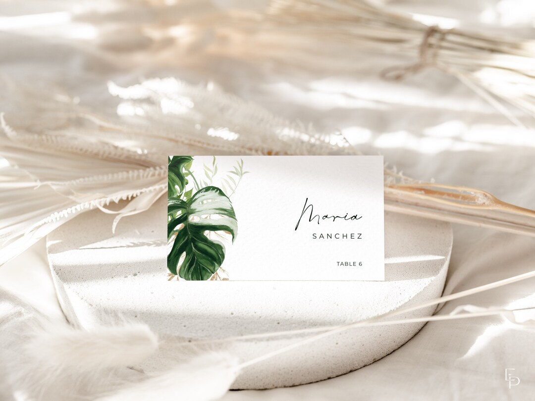Tropical Place Card Template With Meal Icons | CALYPSO Collection - Etsy