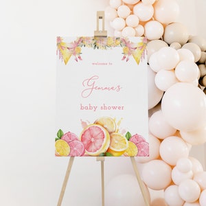 Lemon Pink Lemonade Baby Shower Welcome Sign Template | LIMONE ...