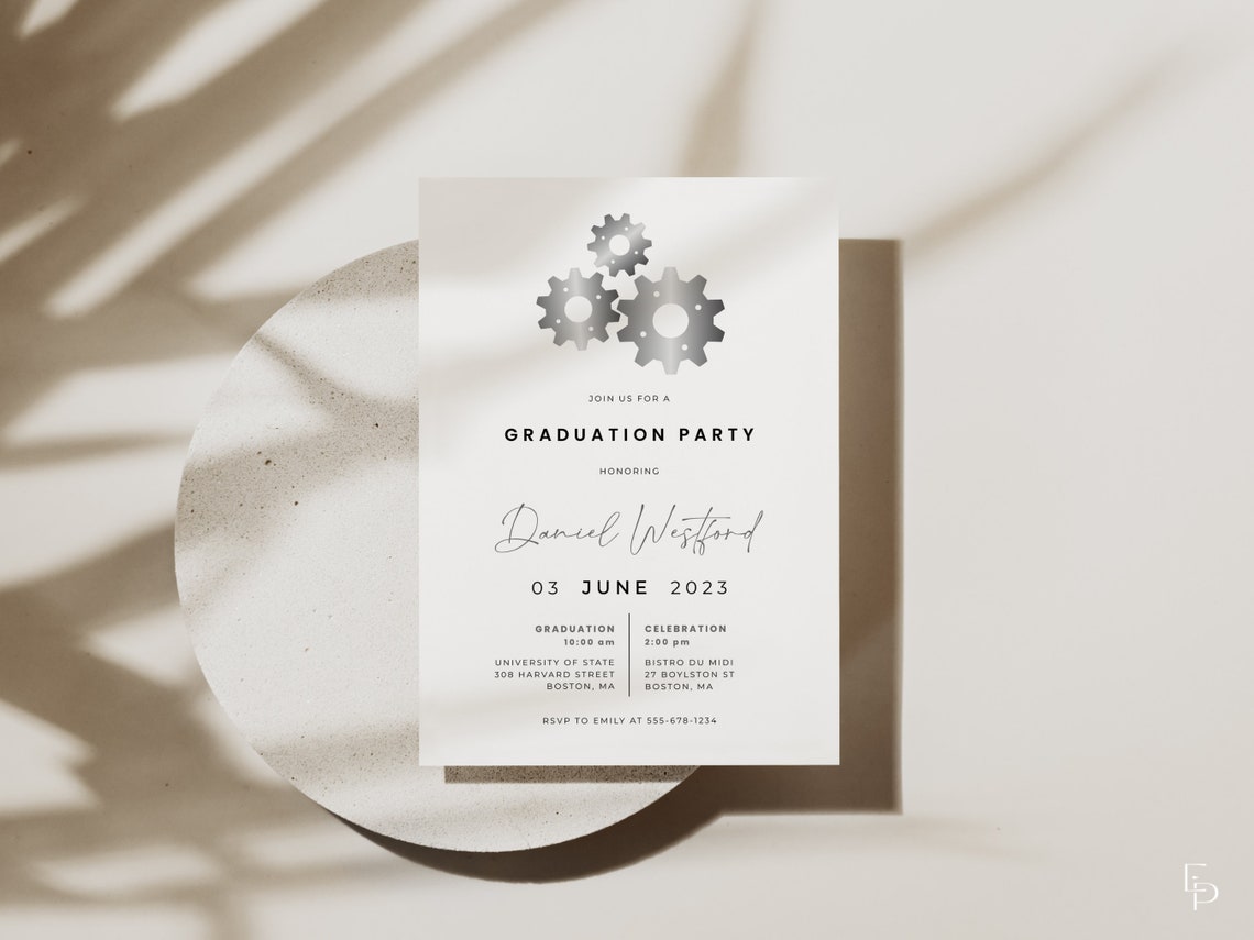 Modern Mechanical Engineer School Graduation Party Invitation - Etsy