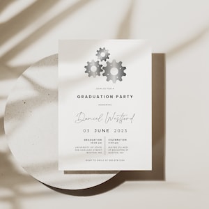 Modern Mechanical Engineer School Graduation Party Invitation Template ...