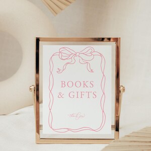 Pink Bow Books and Gifts Baby Shower Sign Template for Classic Hand ...