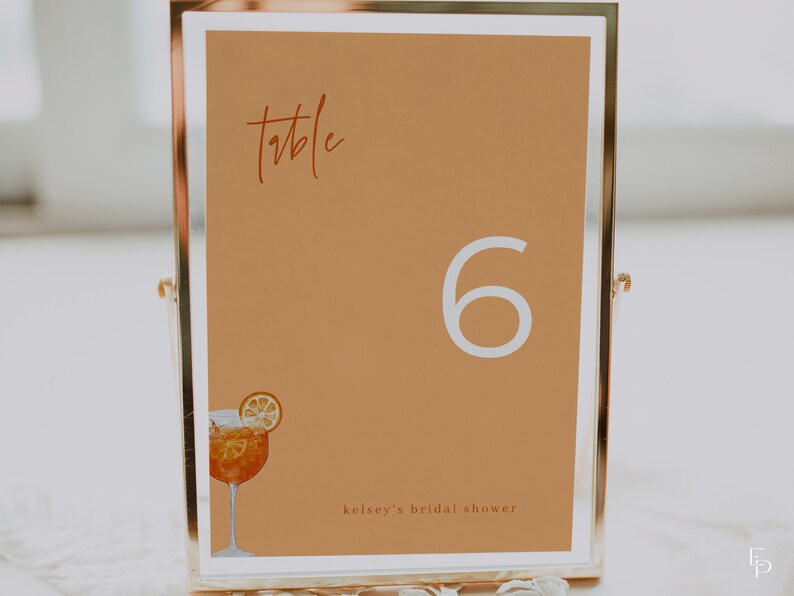 Aperol Spritz Table Number Templates for Love at First Spritz - Etsy