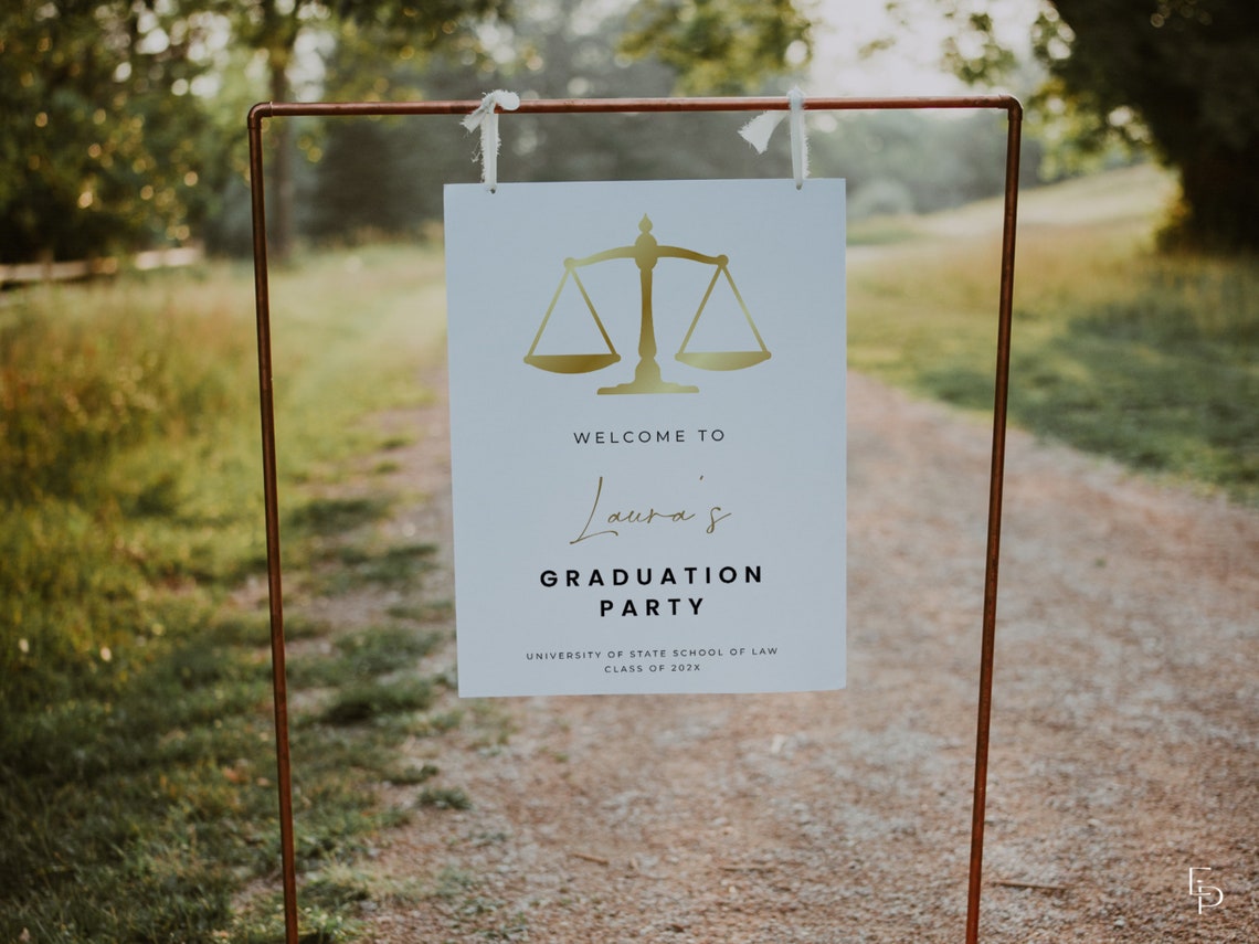 Modern Law School Graduation Party Welcome Sign Template Editable Grad ...