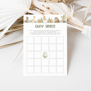 Boho Dinosaur Baby Bingo Baby Shower Game Template | JARA Collection - Etsy