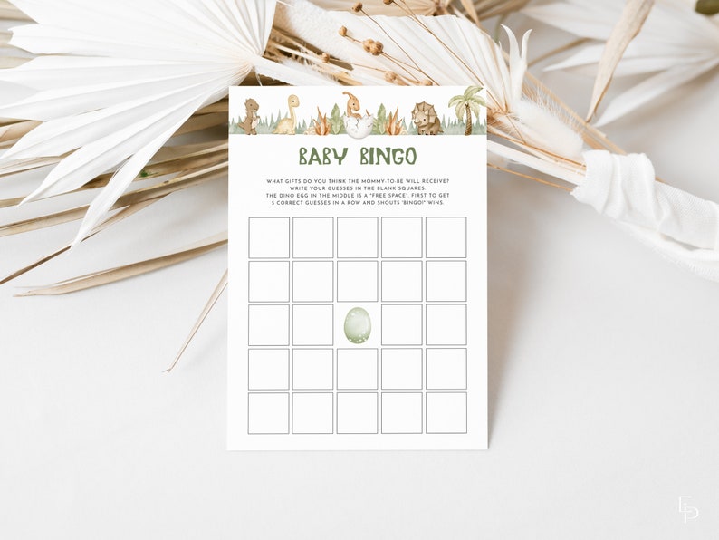 Boho Dinosaur Baby Bingo Baby Shower Game Template | JARA Collection - Etsy