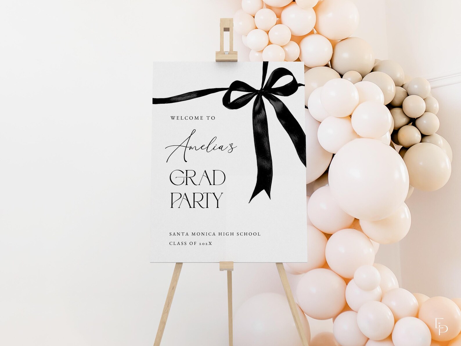 Black Bow Graduation Party Welcome Sign Template Editable Black ...