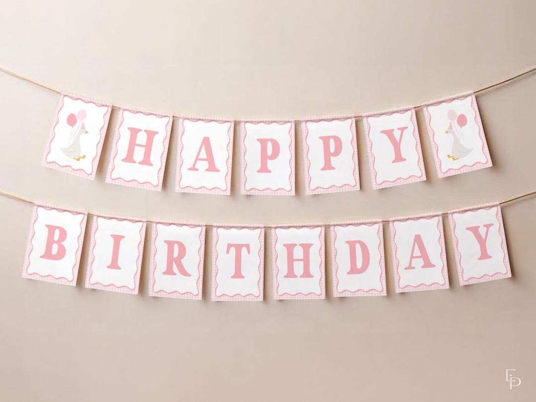 Pink One Silly Goose Birthday Flag Banner Template for Pink One Silly ...