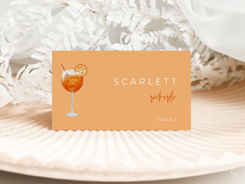 Aperol Spritz Place Card Template for Love at First Spritz - Etsy