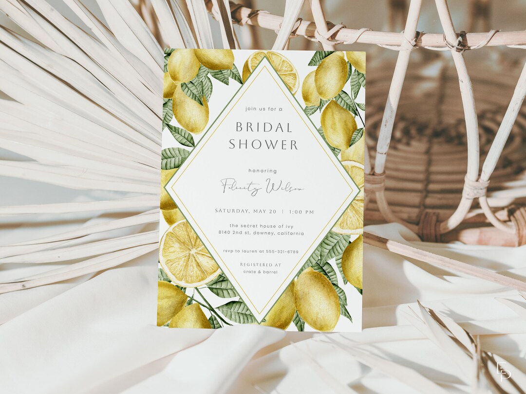 Citrus Lemon Bridal Shower Invitation Template | CITRON Collection - Etsy