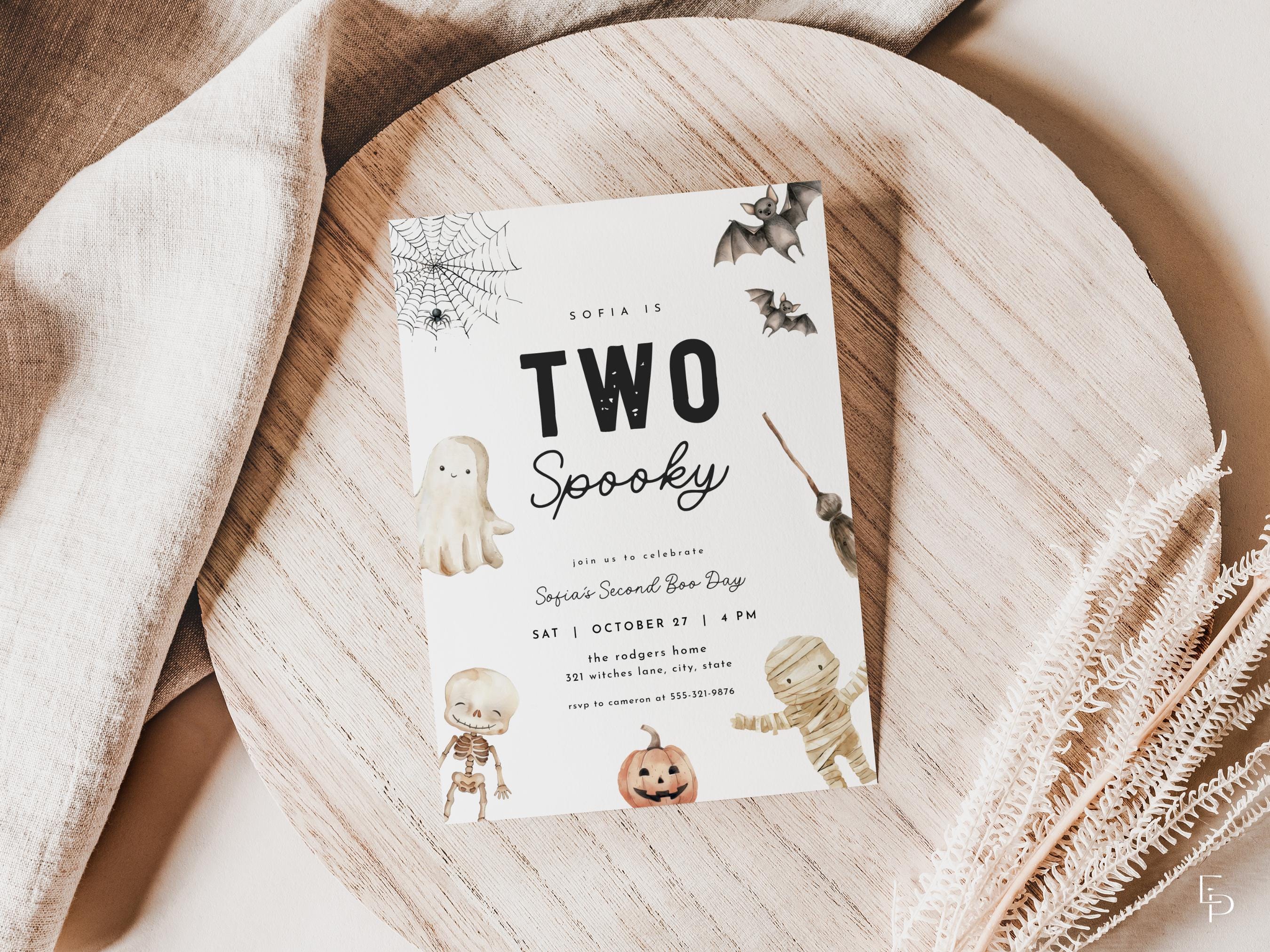 Two Spooky Birthday Invitation Template for Spooky 2nd Birthday Fall ...
