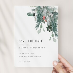 Winter Save the Date Template With Photo for Weddings | HOLLY ...