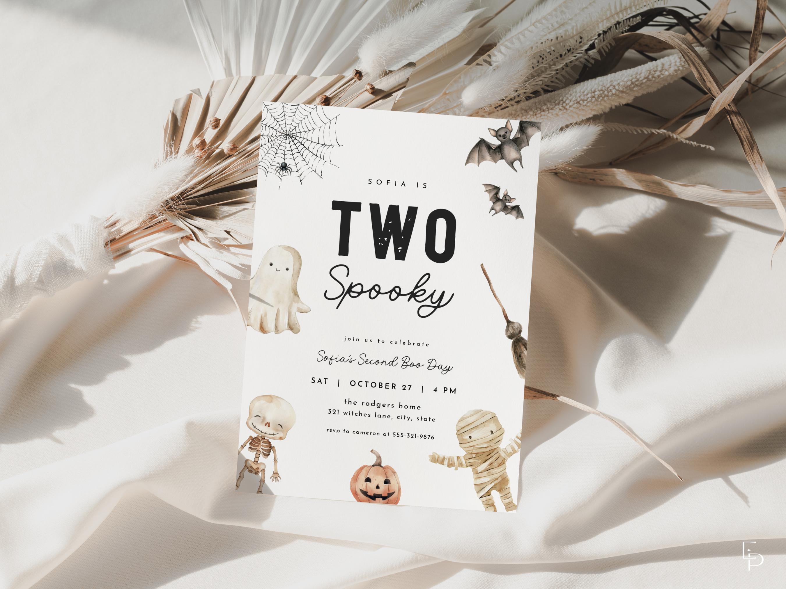 Two Spooky Birthday Invitation Template for Spooky 2nd Birthday Fall ...