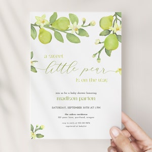 Sweet Little Pear Baby Shower Invitation Template | PERRY Collection - Etsy