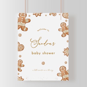 Gingerbread Baby Shower Welcome Sign Template for Editable Winter ...