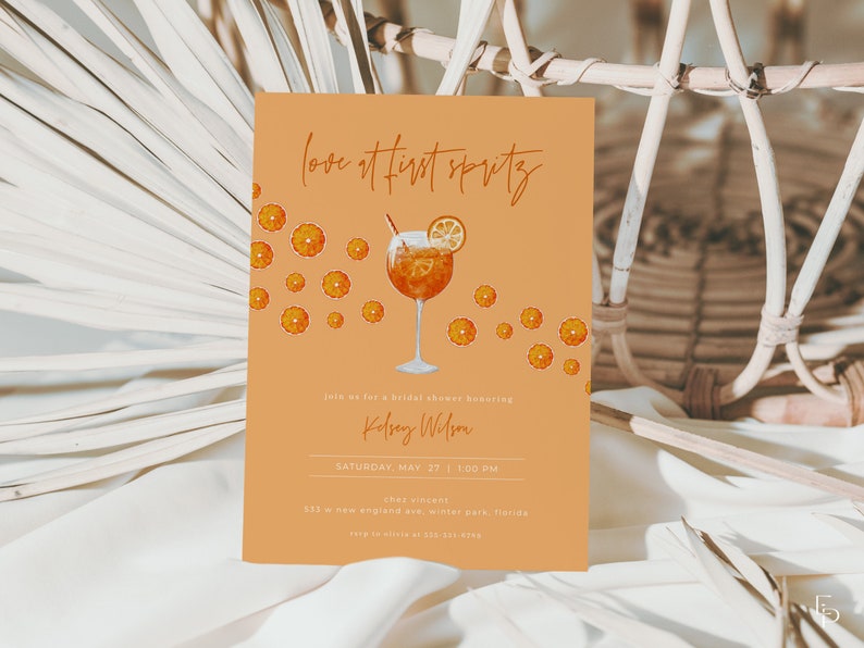 Love at First Spritz Aperol Spritz Bridal Shower Invitation - Etsy ...