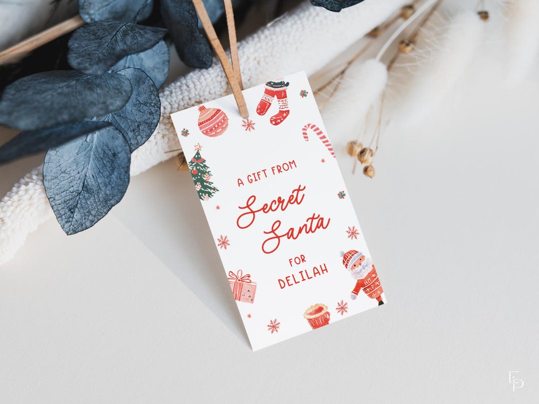 Secret Santa Christmas Gift Tag Thank You Kid Secret Santa Gift Tag ...