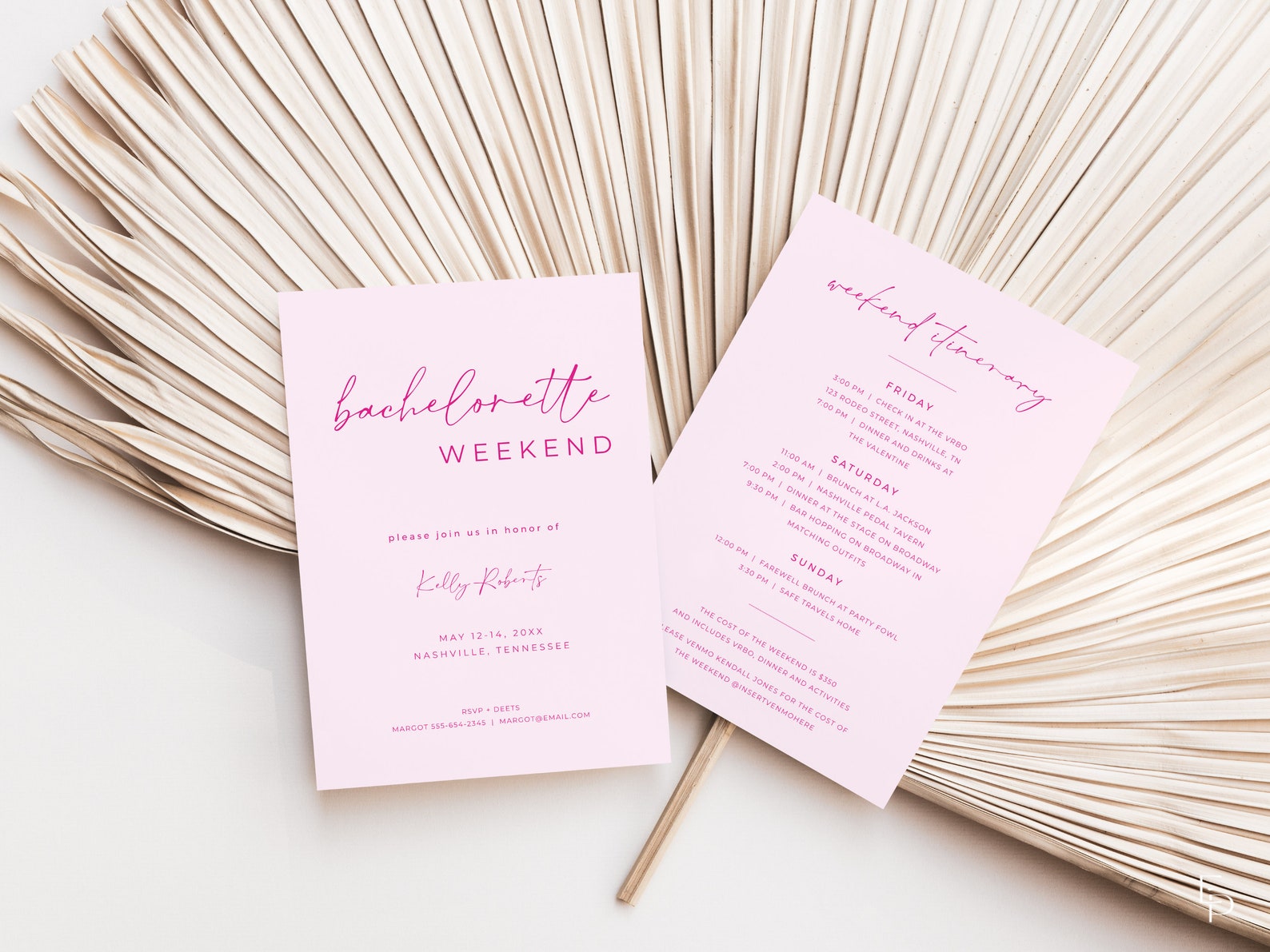 Modern Pink Bachelorette Weekend Invite Template MARGOT - Etsy