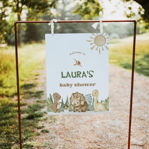 Dinosaur Baby Shower Welcome Sign Template for Dino Boy Baby Shower ...
