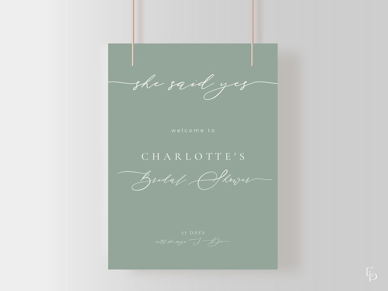 She Said Yes Modern Minimalist Sage Green Bridal Shower - Etsy