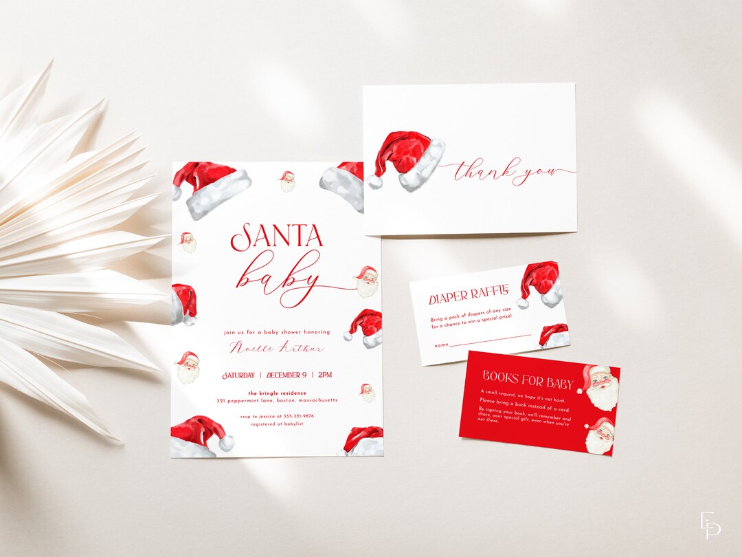 Santa Baby Shower Invitation Bundle Template for Christmas Winter Baby ...