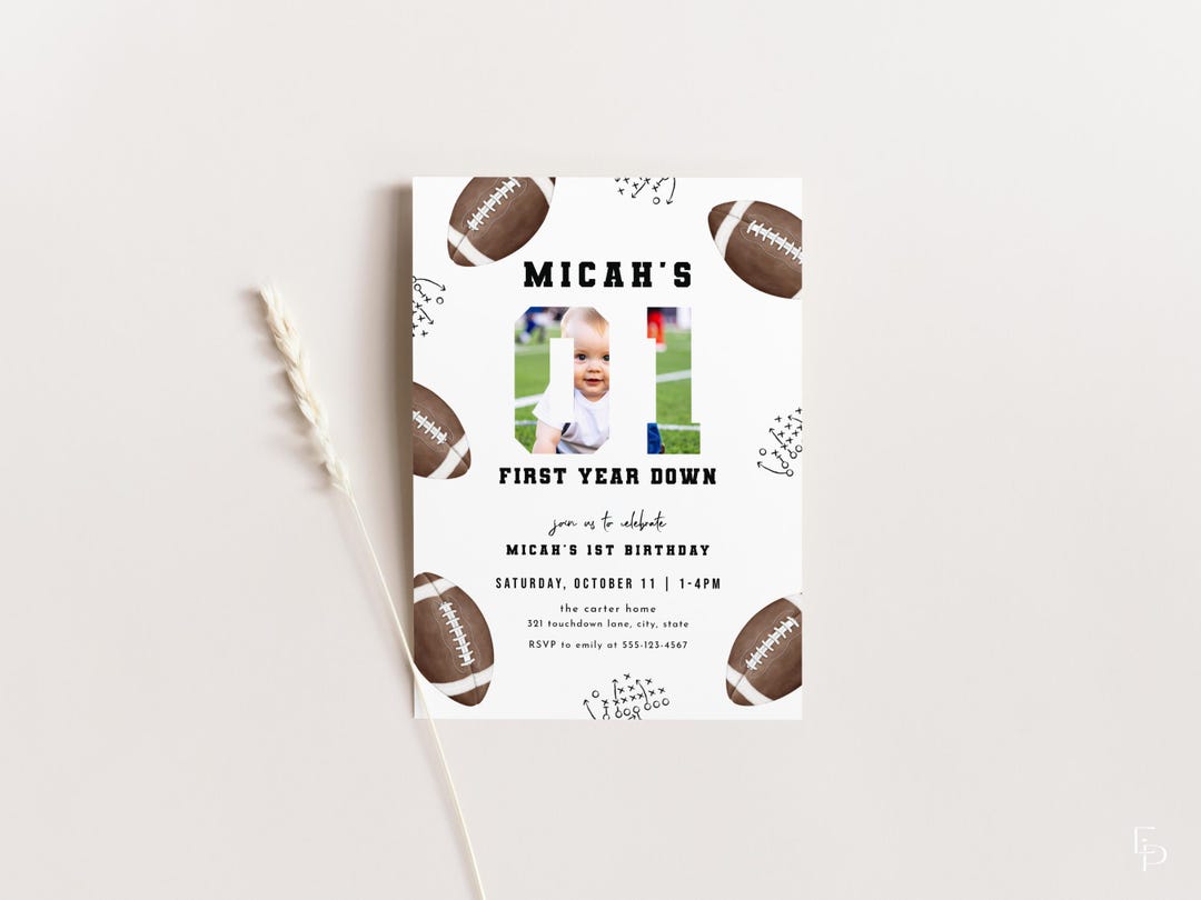 First Year Down Birthday Invitation Template for Boy 1st Birthday ...