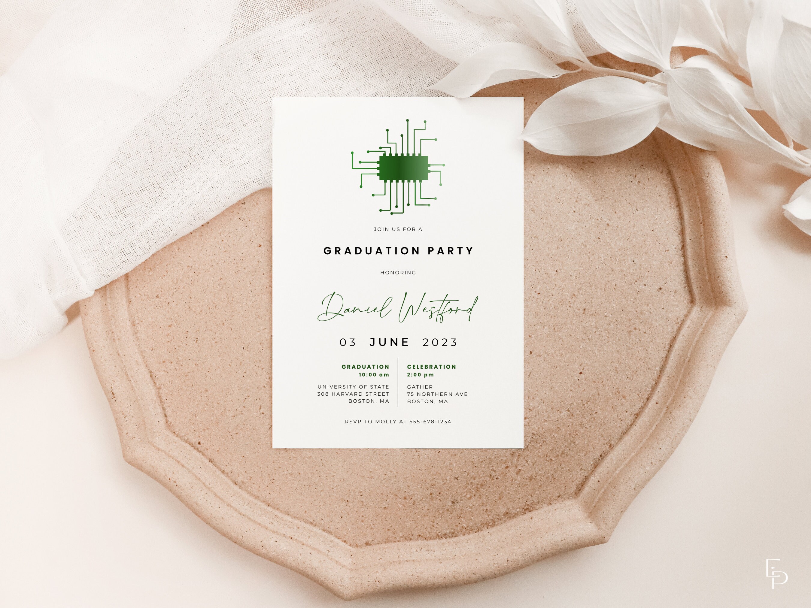 Modern Electrical Engineer School Graduation Party Invitation Template ...
