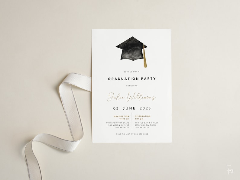 Modern Graduation Party Invitation Template | VEDA Collection - Etsy