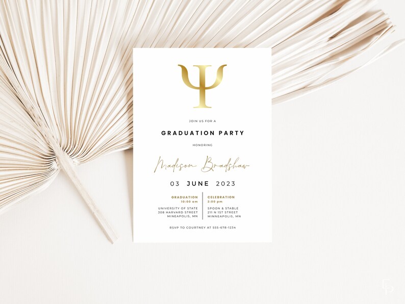 Modern Psychology School Graduation Party Invitation Template - Etsy