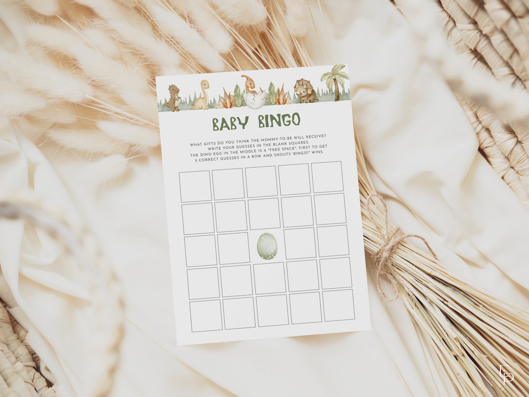 Boho Dinosaur Baby Bingo Baby Shower Game Template | JARA Collection - Etsy