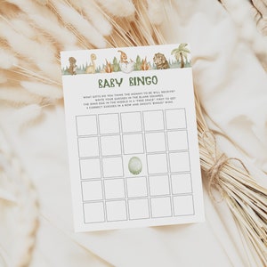Boho Dinosaur Baby Bingo Baby Shower Game Template | JARA Collection - Etsy
