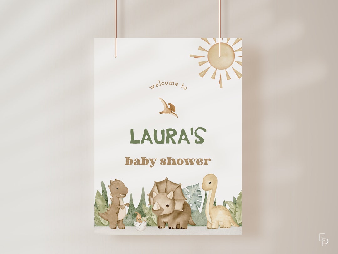 Dinosaur Baby Shower Welcome Sign Template for Dino Boy Baby Shower ...