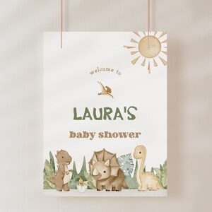 Dinosaur Baby Shower Welcome Sign Template for Dino Boy Baby Shower ...