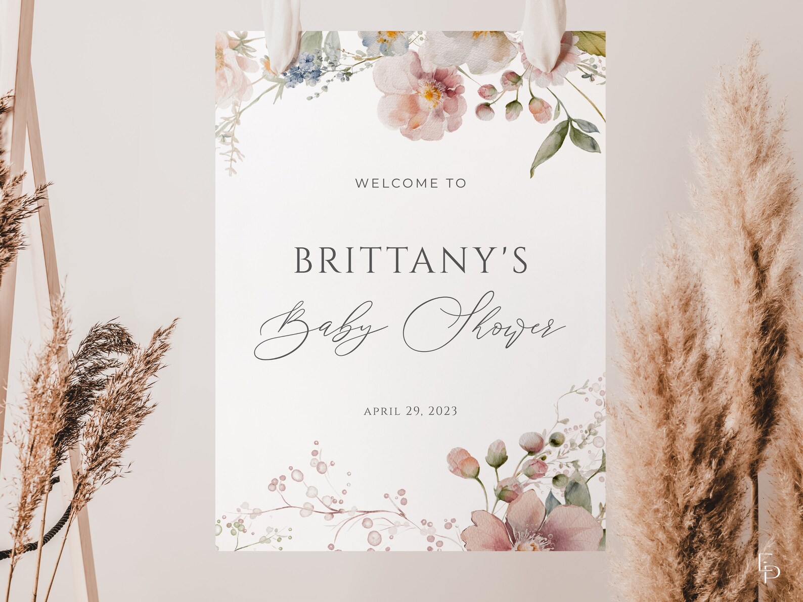 Spring Pastel Wildflower Baby Shower Welcome Sign Template | AVRIL ...