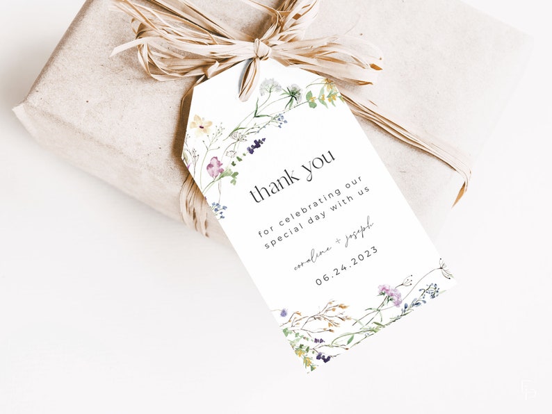 Prairie Wildflower Wedding Favor Tag Template | CHLOE Collection - Etsy