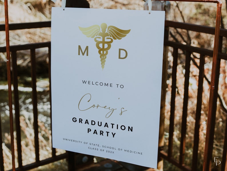 Modern Medical School Graduation Party Welcome Sign Template - Etsy