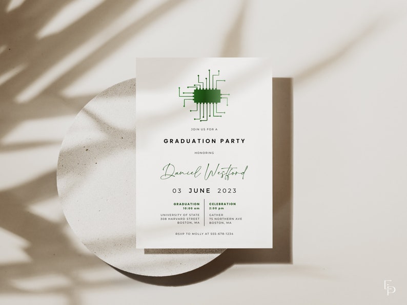 Modern Electrical Engineer School Graduation Party Invitation Template ...