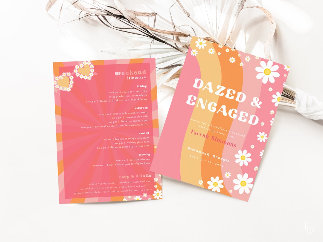 Groovy 70s Retro Bachelorette Weekend Invite and Itinerary Template ...