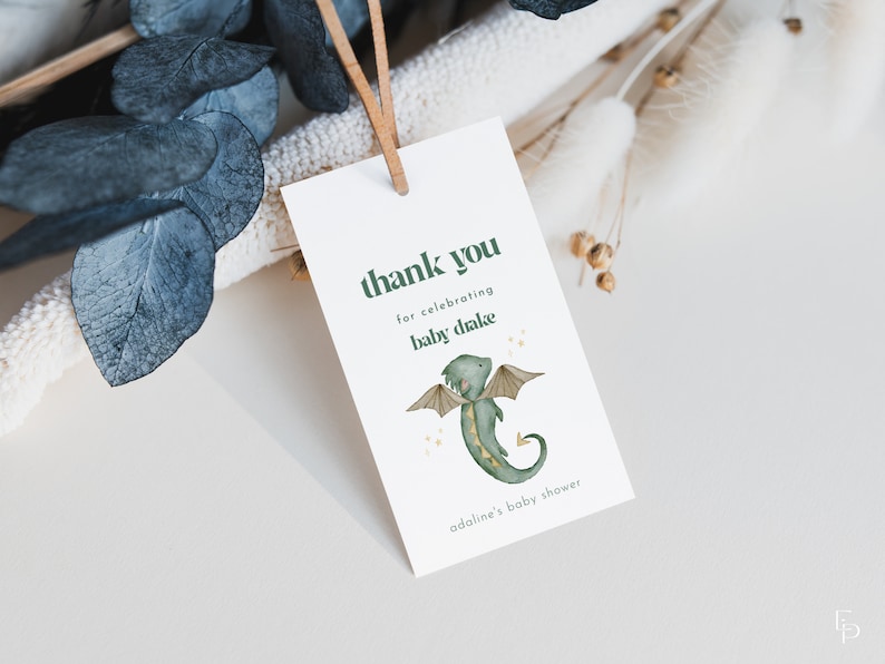 Mythical Dragon Baby Shower Favor Tag Template KAIDA - Etsy