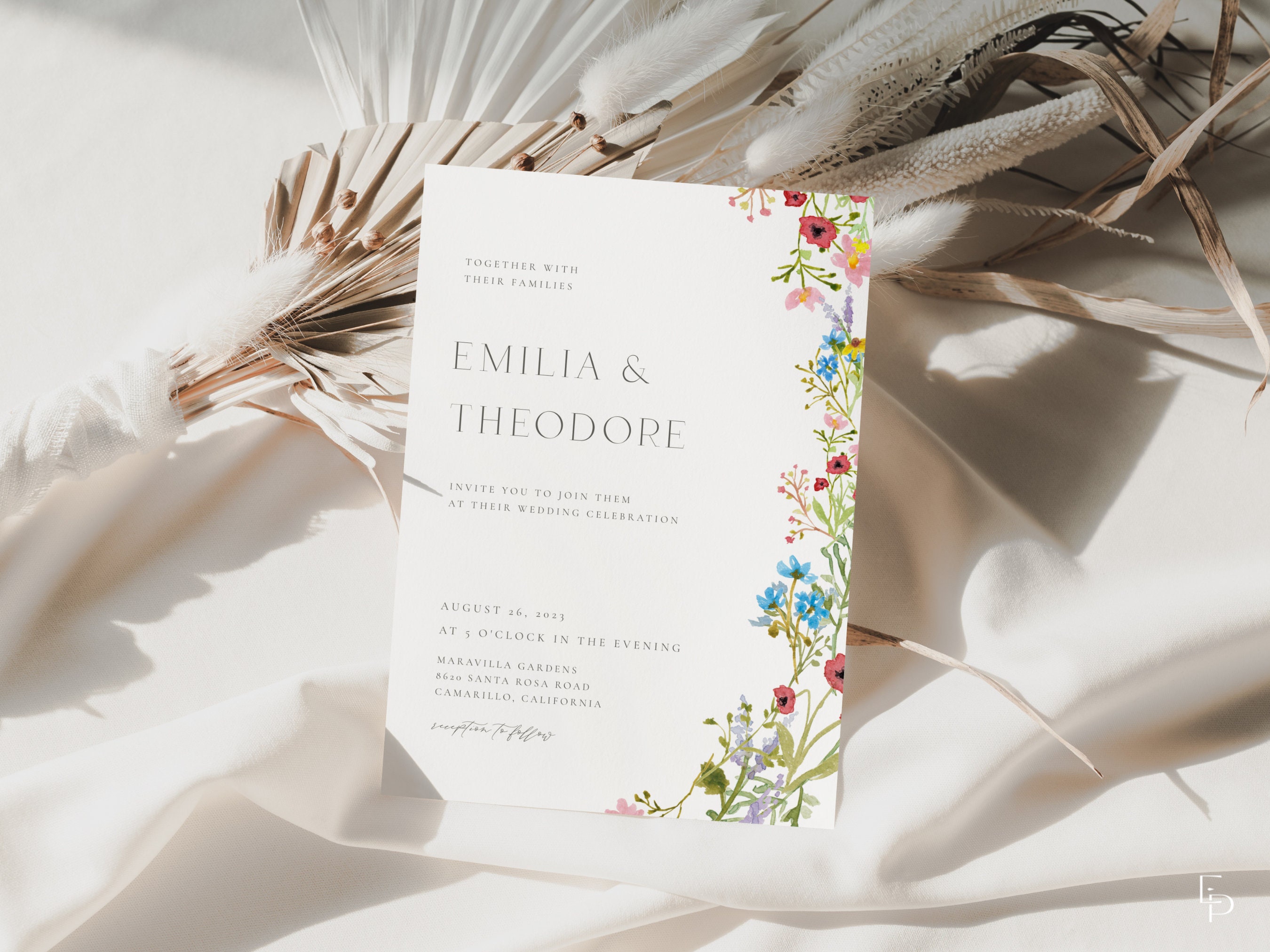 Wildflower Wedding Invitation Template FLEUR Collection - Etsy
