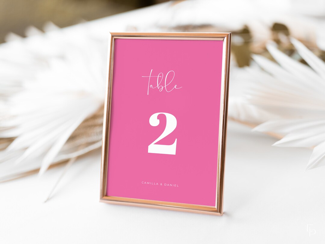 Retro Pink Table Number Templates for Wedding FARRAH Collection - Etsy