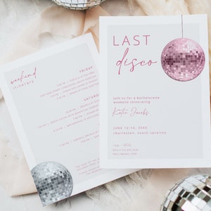 Last Disco Bachelorette Weekend Invite Template | NICOLE Collection - Etsy