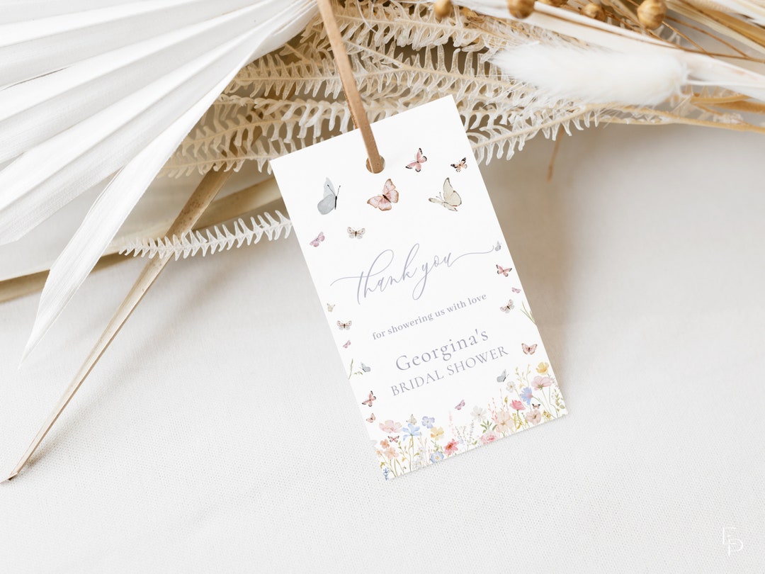Lifetime of Butterflies Bridal Shower Favor Tag Template for Butterfly ...
