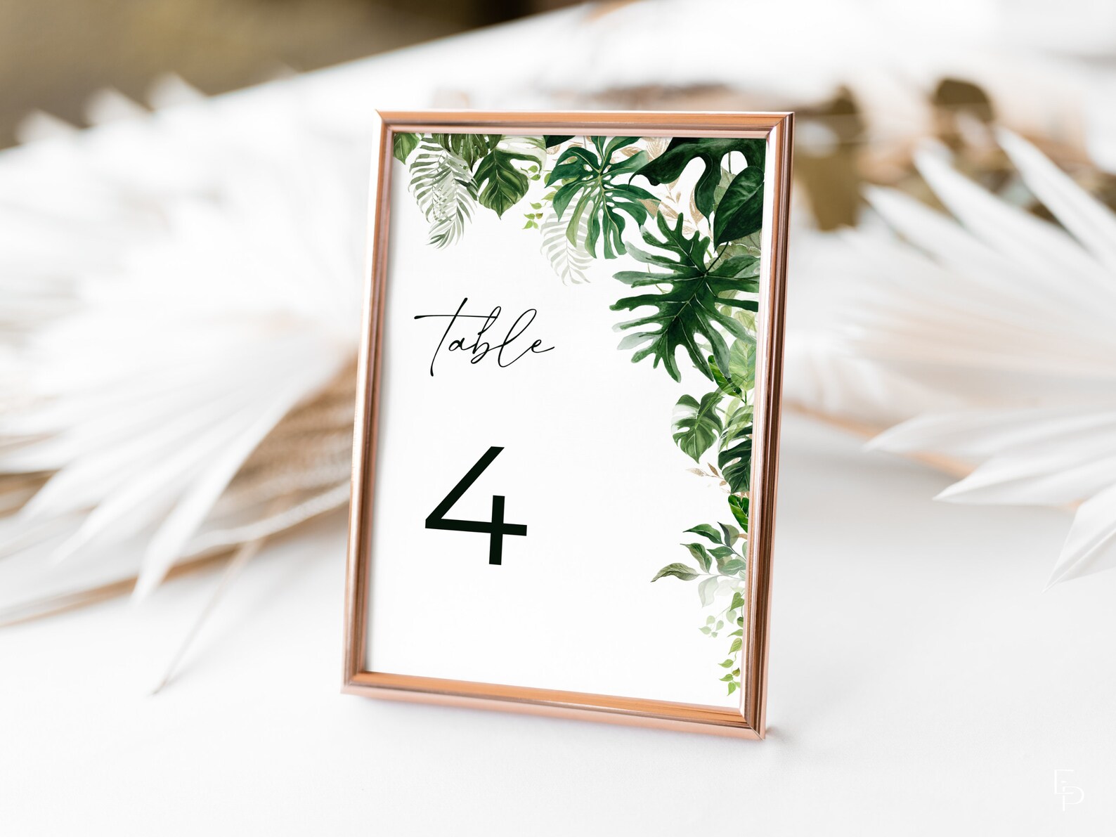 Modern Tropical Monstera Table Number Template for Wedding - Etsy
