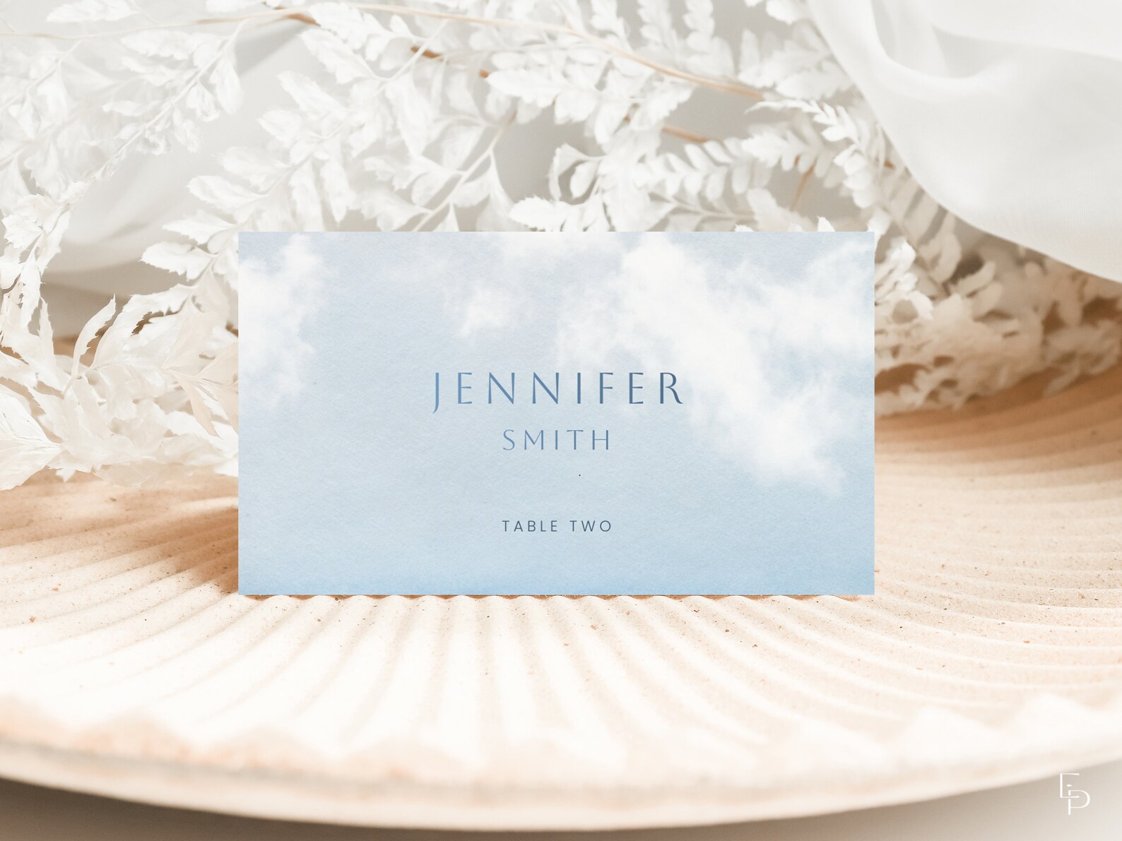 Cloud Nine Place Card Template for the Bride is on Cloud 9 Bridal Shower | NEPHELE Collection - Etsy