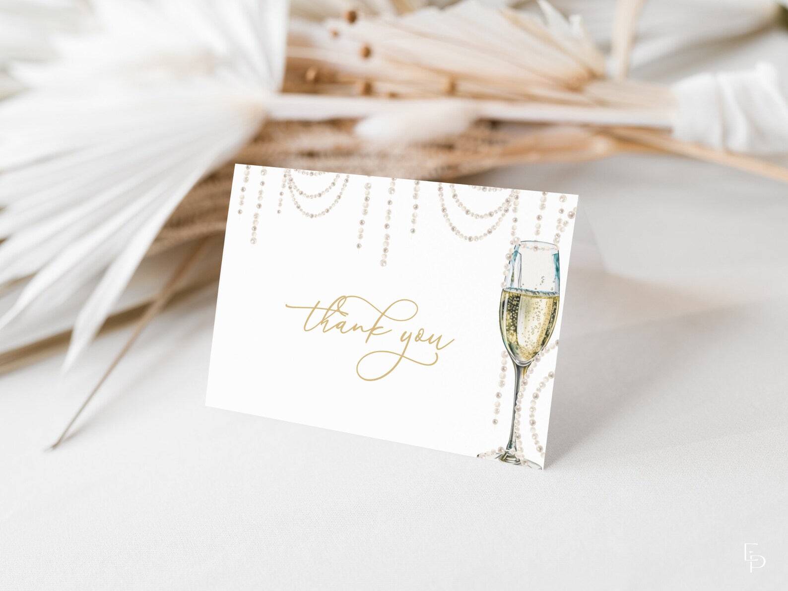 Pearls and Prosecco Thank You Card Template for Pearls and Prosecco ...