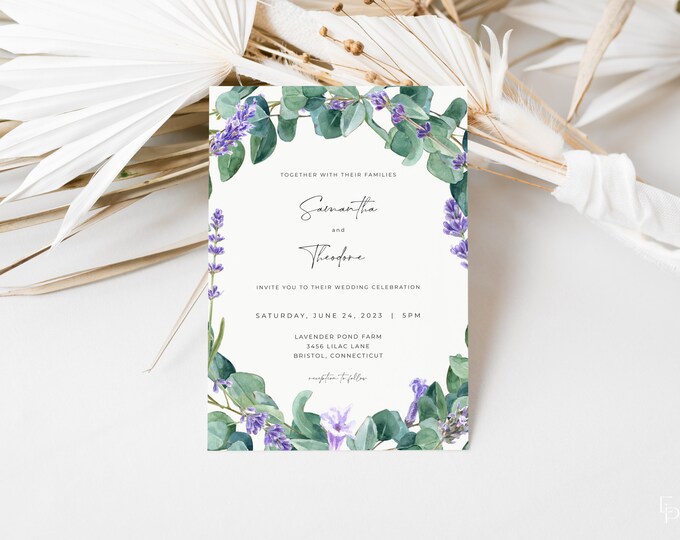 Lavender Wedding Invitations Laser Cut Elegant Wedding Invites With ...