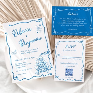 Whimsical Hand Drawn Wedding Invitation Suite Template With Printable ...